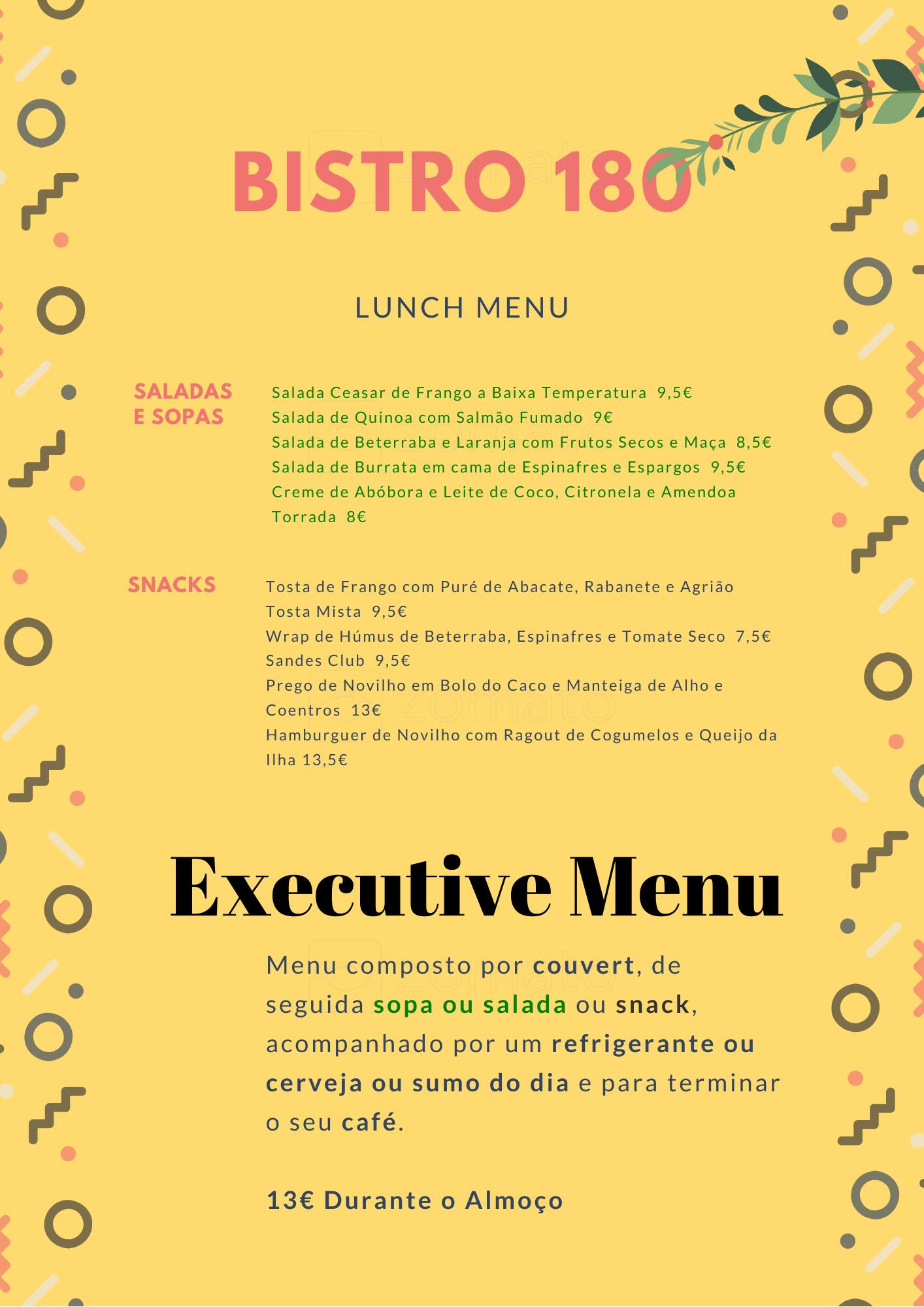 Menu em Bistrô 180, Lisboa