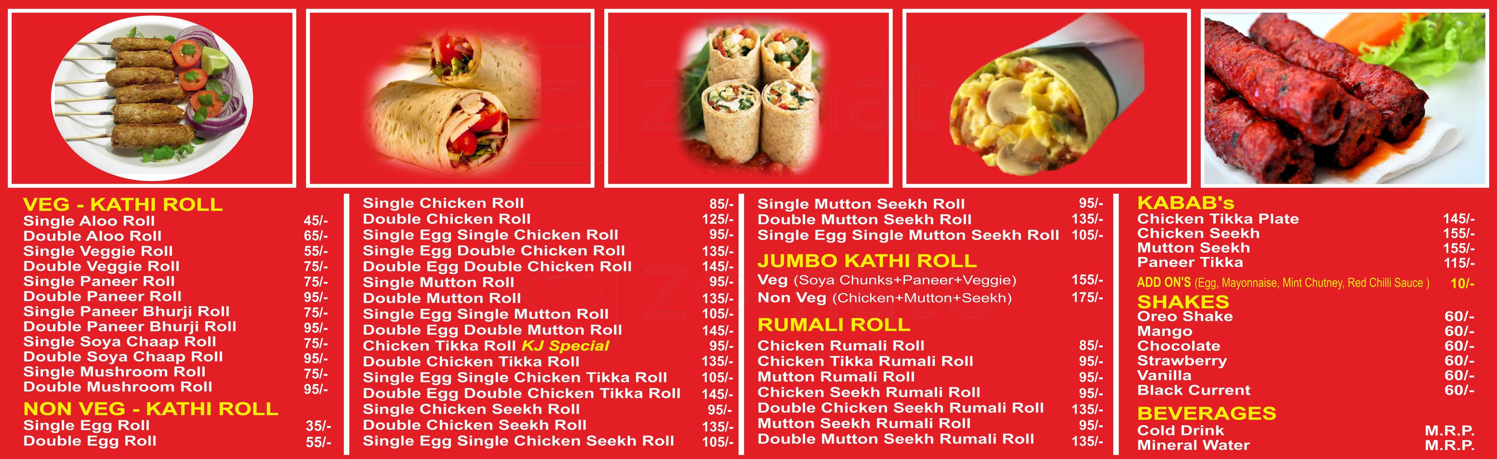 Kathi Junction Menu, Menu for Kathi Junction, Airport Gandhinagar ...
