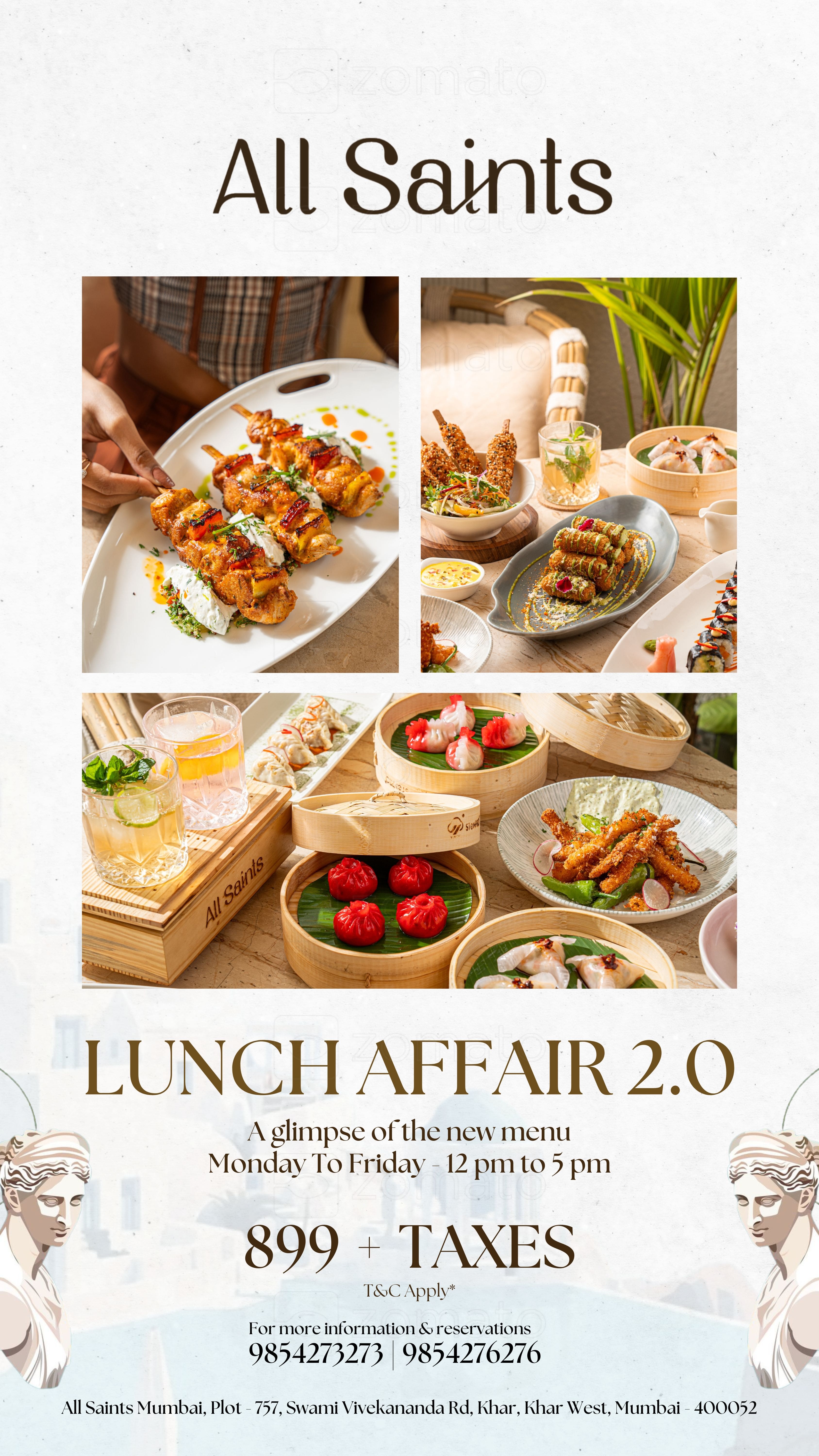 Menu of All Saints, Khar, Mumbai