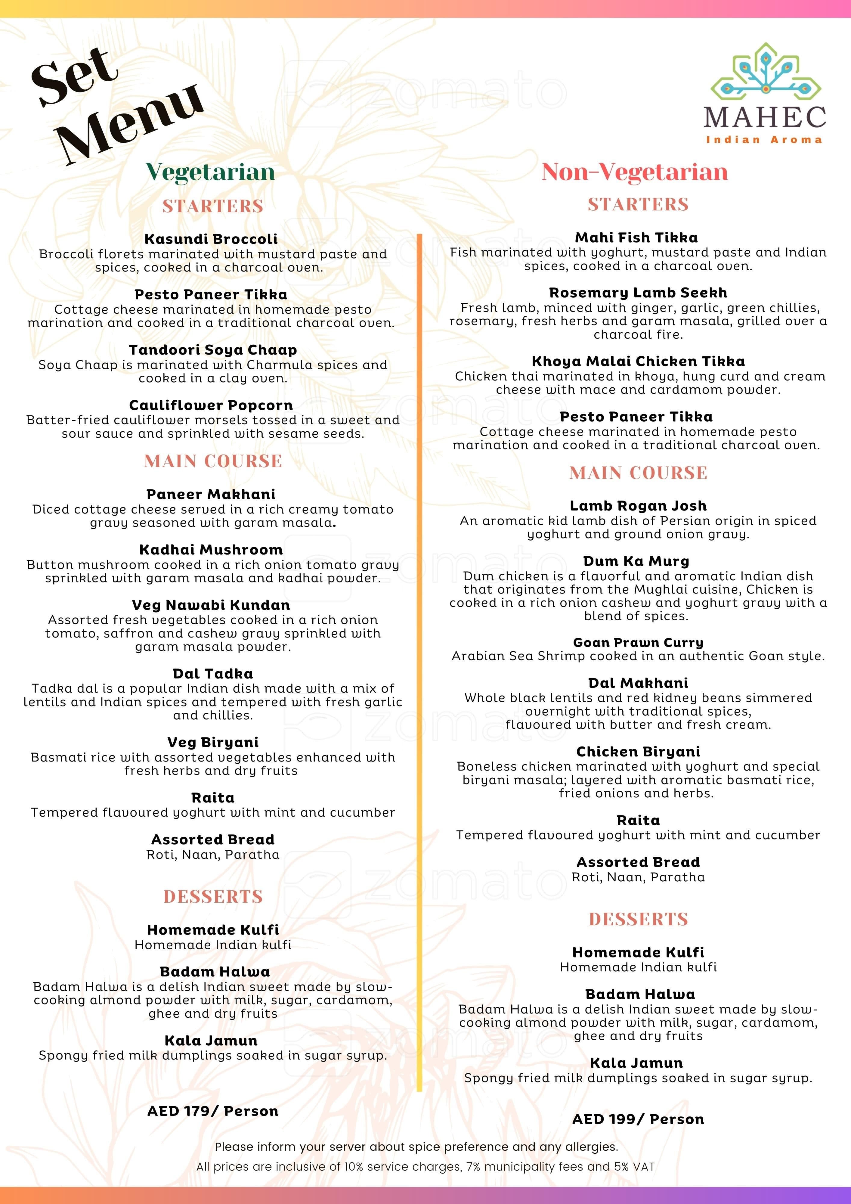 Menu of Mahec - Le Méridien Dubai Hotel & Conference Centre, Al Garhoud ...