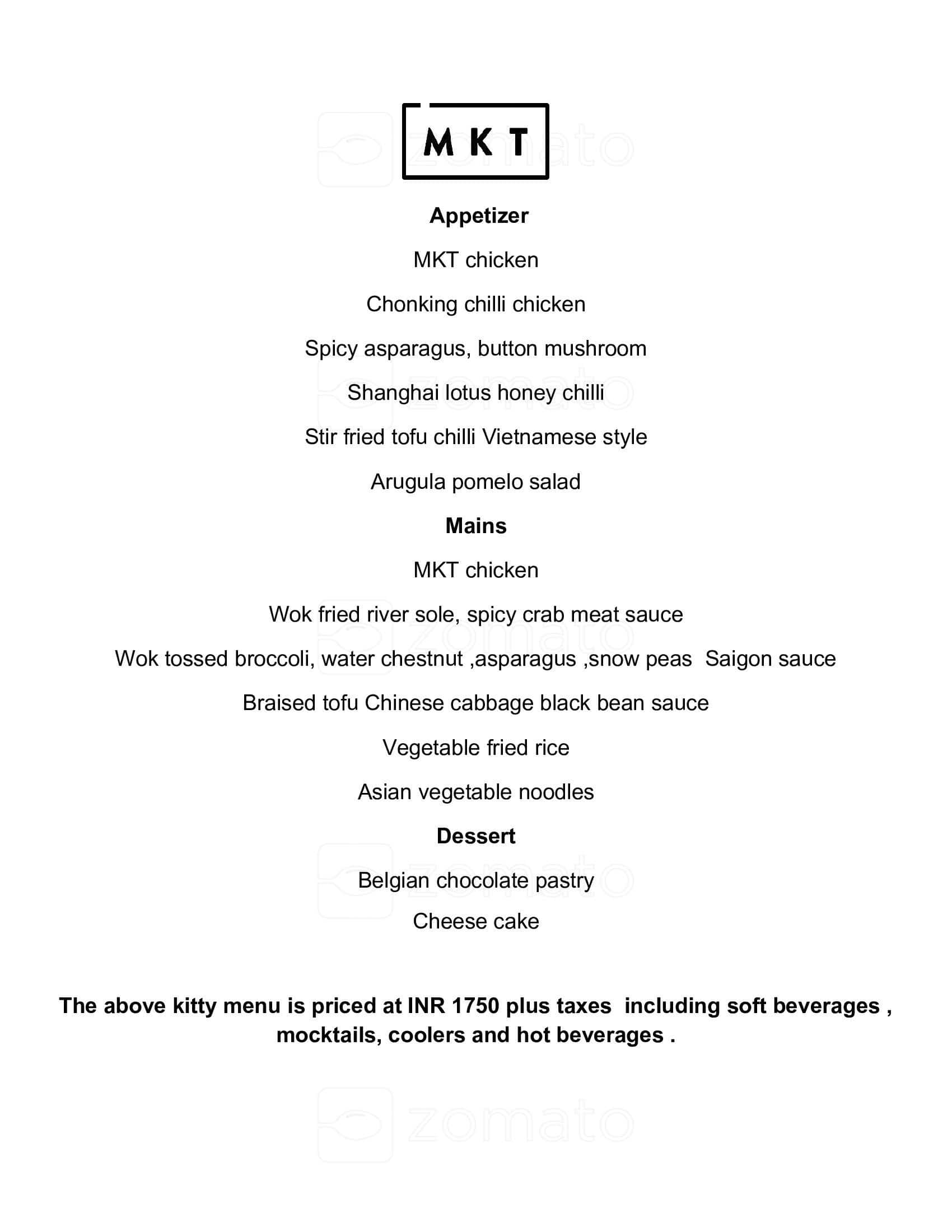 MKT Menu, Menu de MKT, Chanakyapuri, New Delhi - Zomato