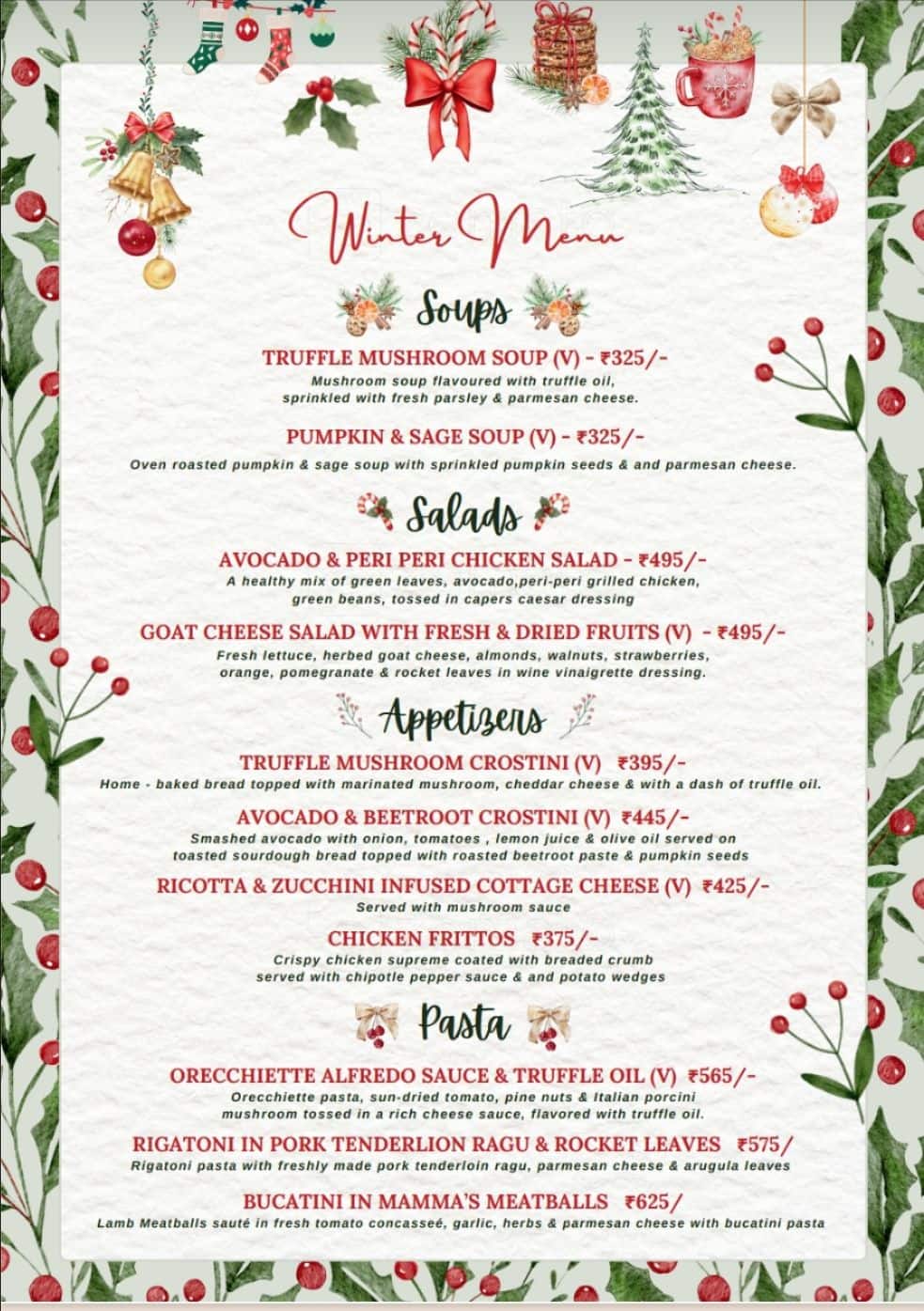 Menu of Diggin, Chanakyapuri, New Delhi