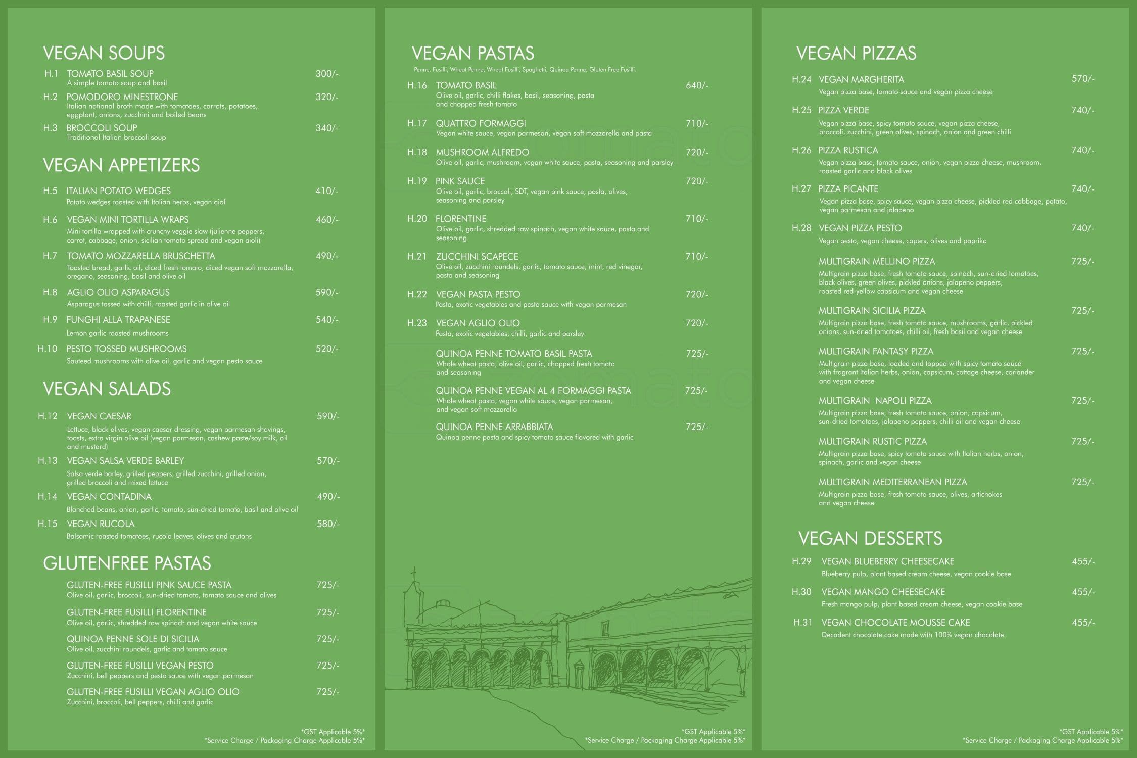 Menu of Little Italy, Jubilee Hills, Hyderabad