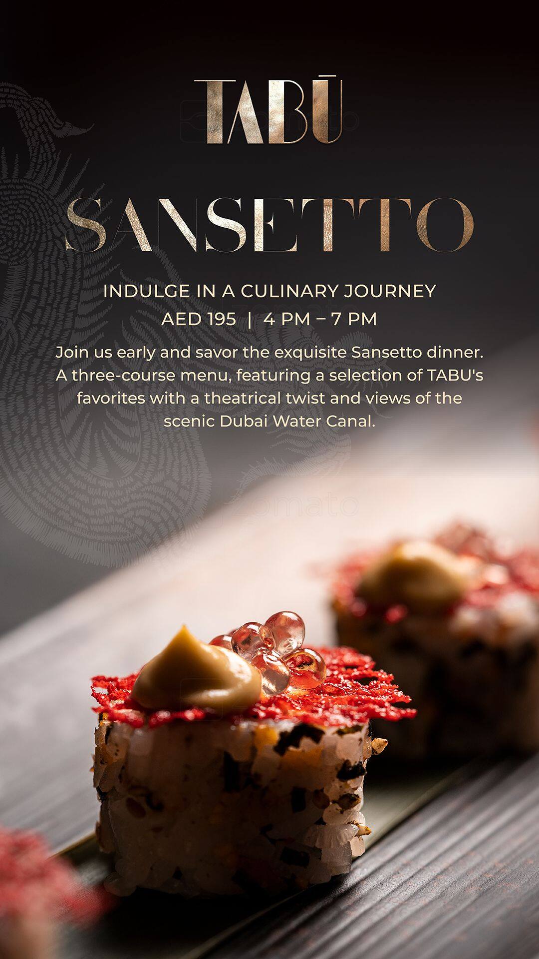 Menu of TABŪ - The St. Regis Downtown, Business Bay, Dubai