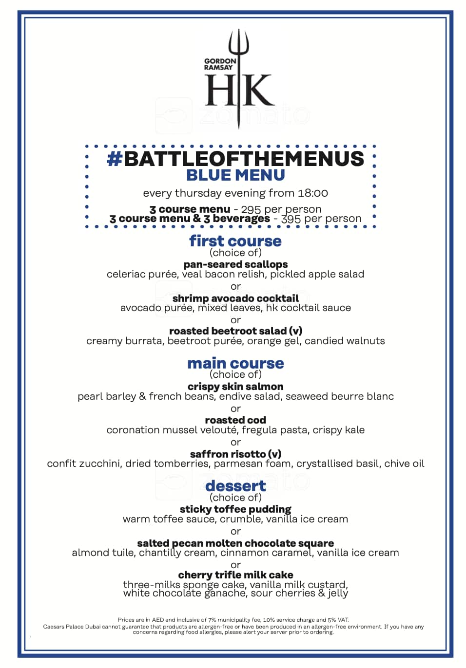 Menu at Gordon Ramsay Hell’s Kitchen - Caesars Palace - غوردن رامزي ...