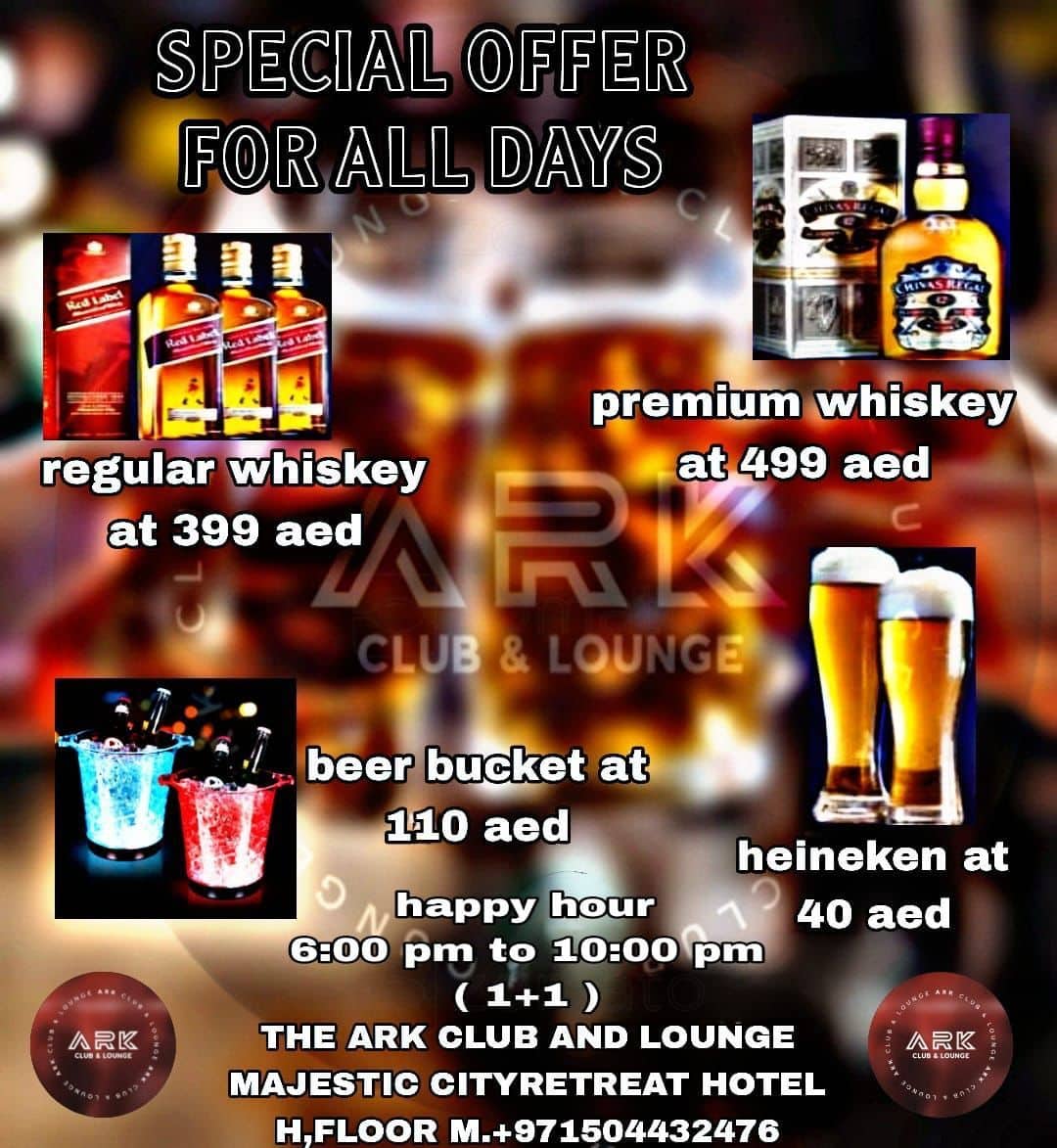 Menu of Ark Club & Lounge, Mankhool, Dubai