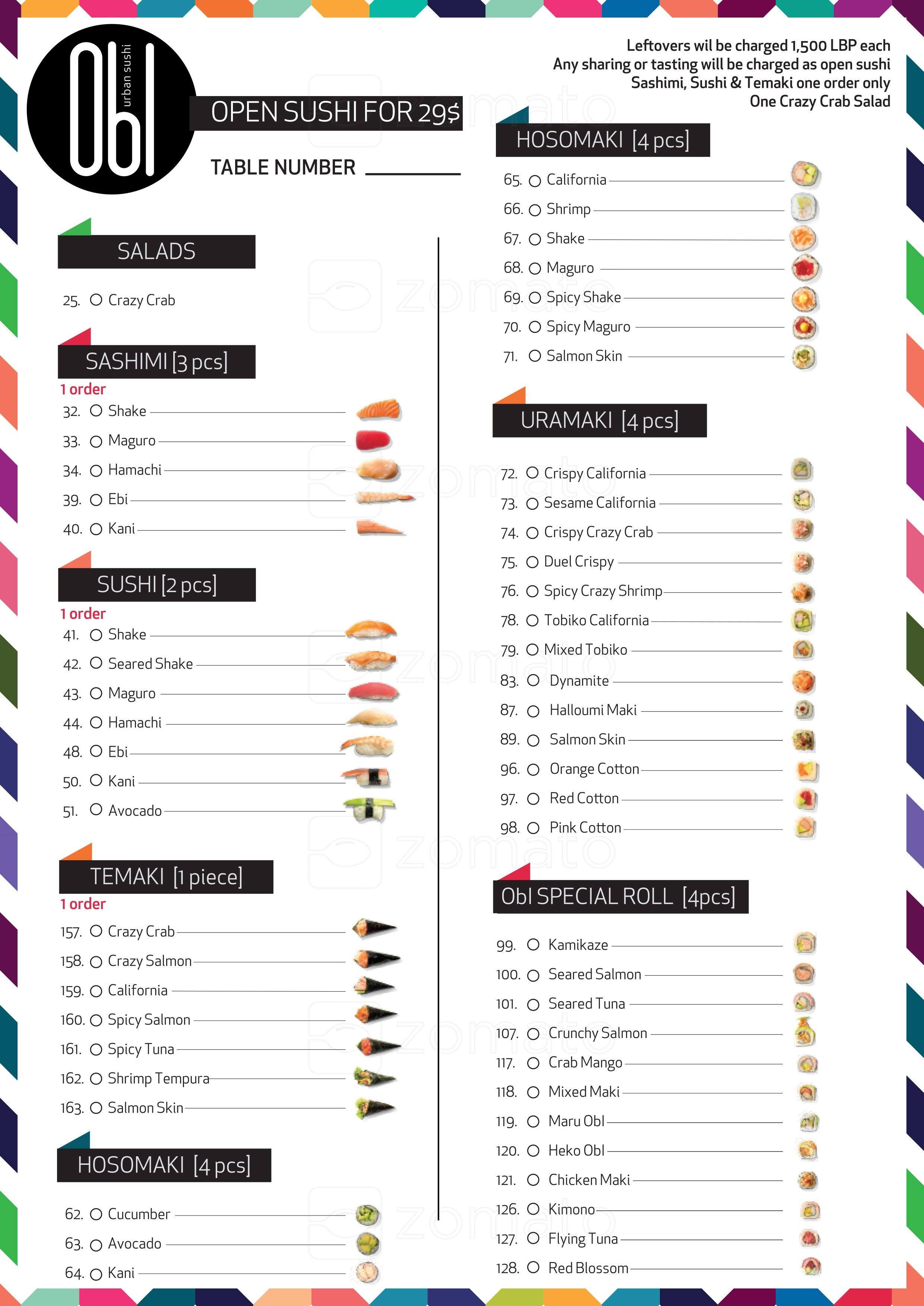 Obi Urban Sushi Menu, Menu for Obi Urban Sushi, Dbayeh, Metn - Zomato ...