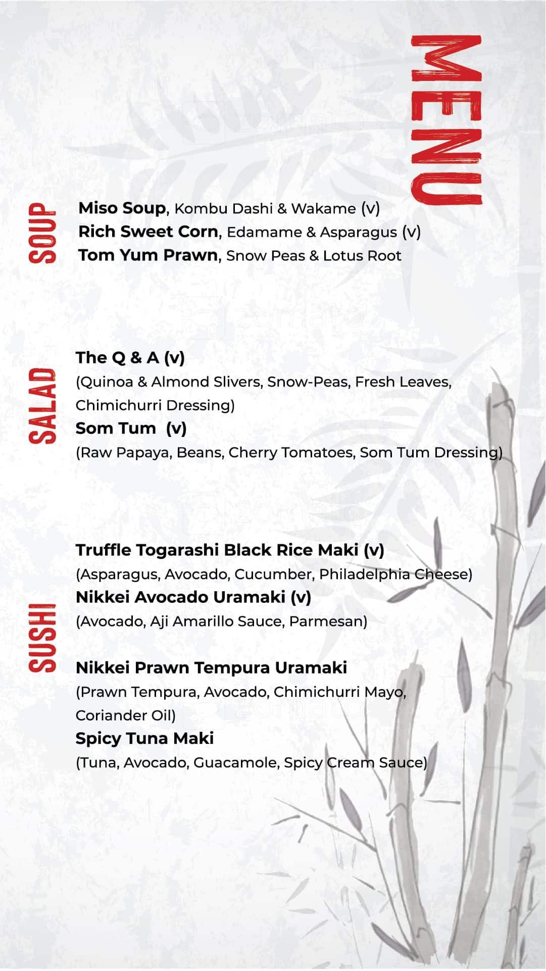 Menu at Foo Bandra, Mumbai