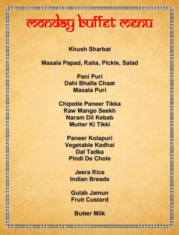 Menu of Delhi Highway, Al Karama, Dubai