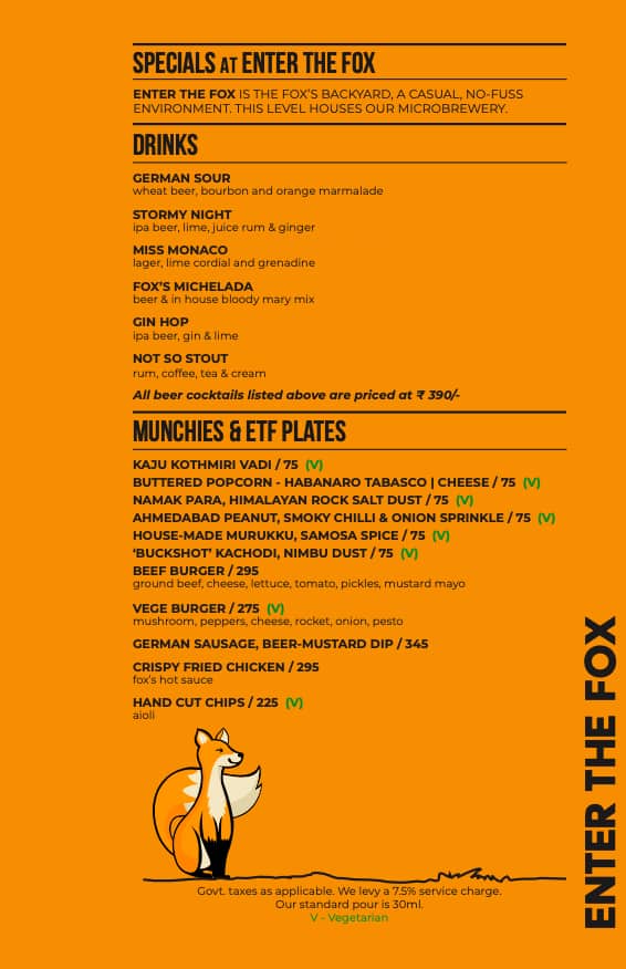 Fox In The Field Menu, Menu for Fox In The Field, Whitefield, Bangalore ...