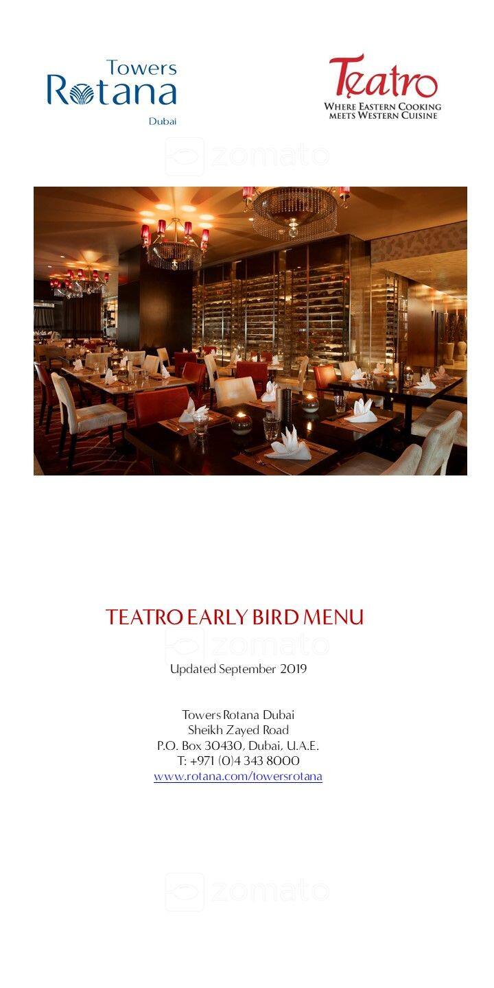 Teatro- Towers Rotana Menu, Menu for Teatro- Towers Rotana, Trade ...