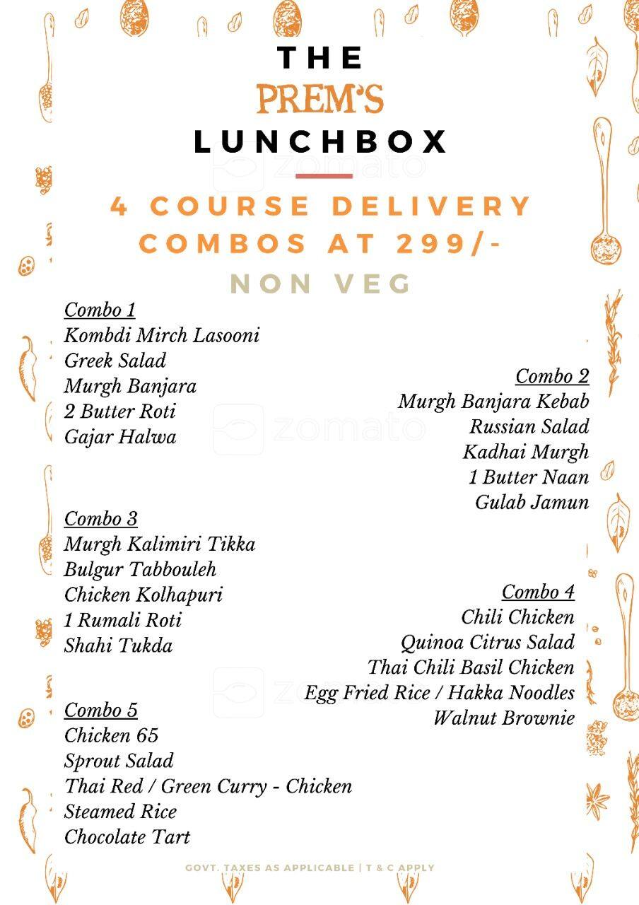 Prem's Menu, Menu for Prem's, Koregaon Park, Pune - Zomato