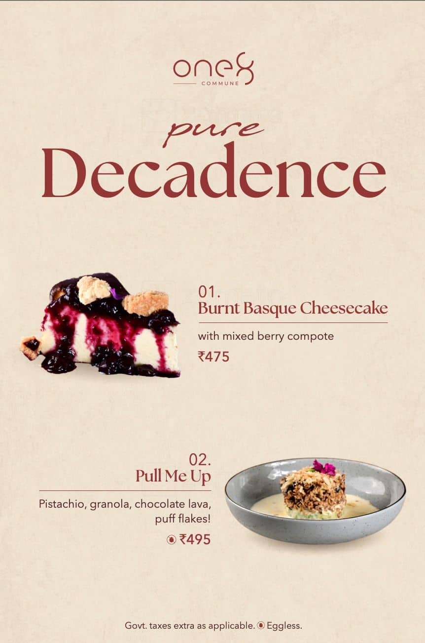 Menu of One8 Commune, Aerocity, New Delhi