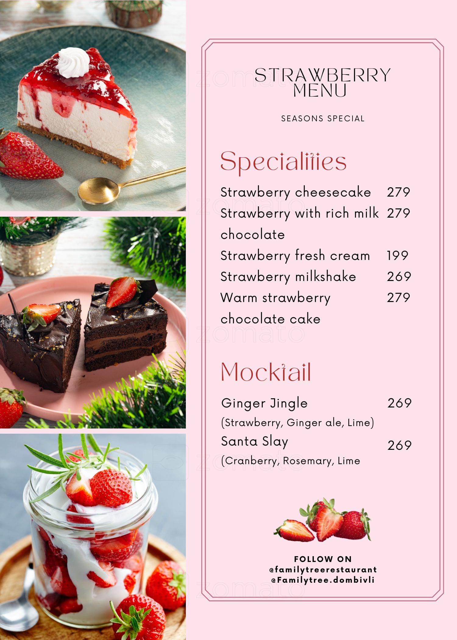 Menu of Family Tree, Panch Pakhadi, Thane West, Thane