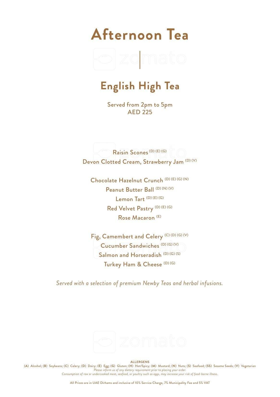 Menu of Emperor Lounge - Taj Exotica Resort & Spa, Palm Jumeirah, Dubai