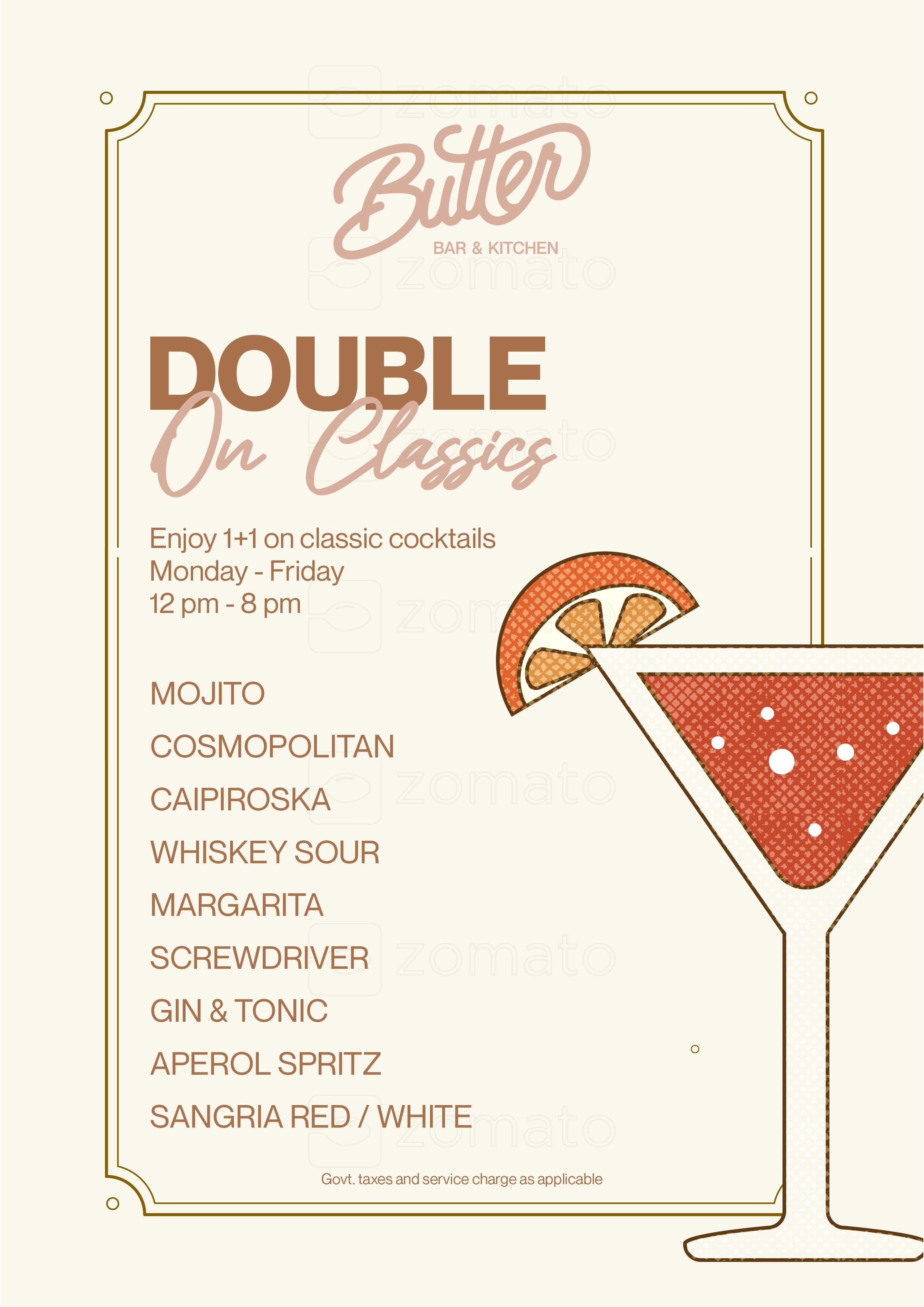 Menu of Butter Bistro & Bar, Balewadi, Pune