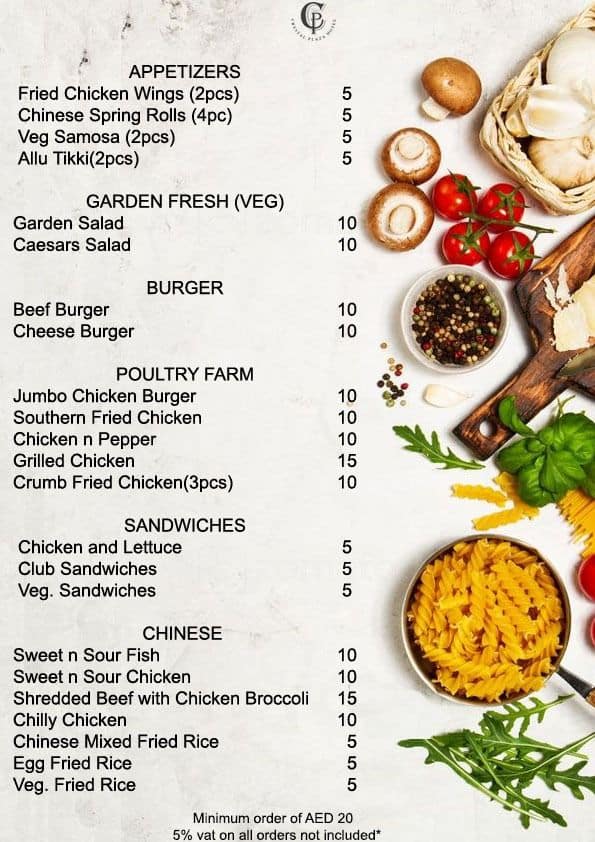 Menu at Crystal Restaurant - Crystal Plaza Hotel, Sharjah