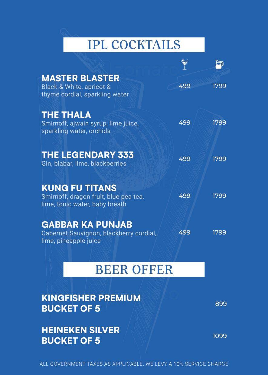 Menu at Badmaash UB City, Bengaluru