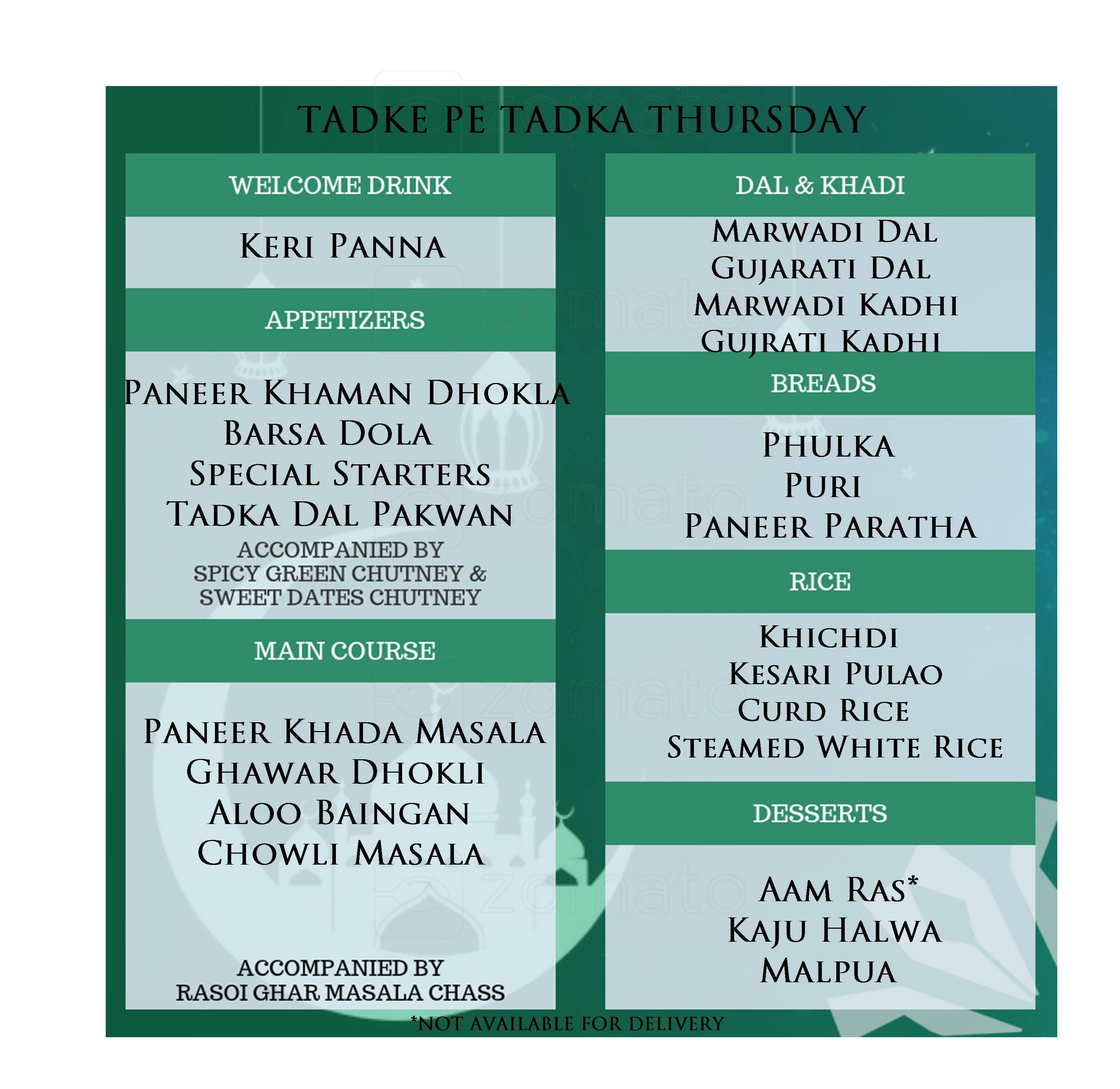 Menu of Rasoi Ghar, Al Karama, Dubai