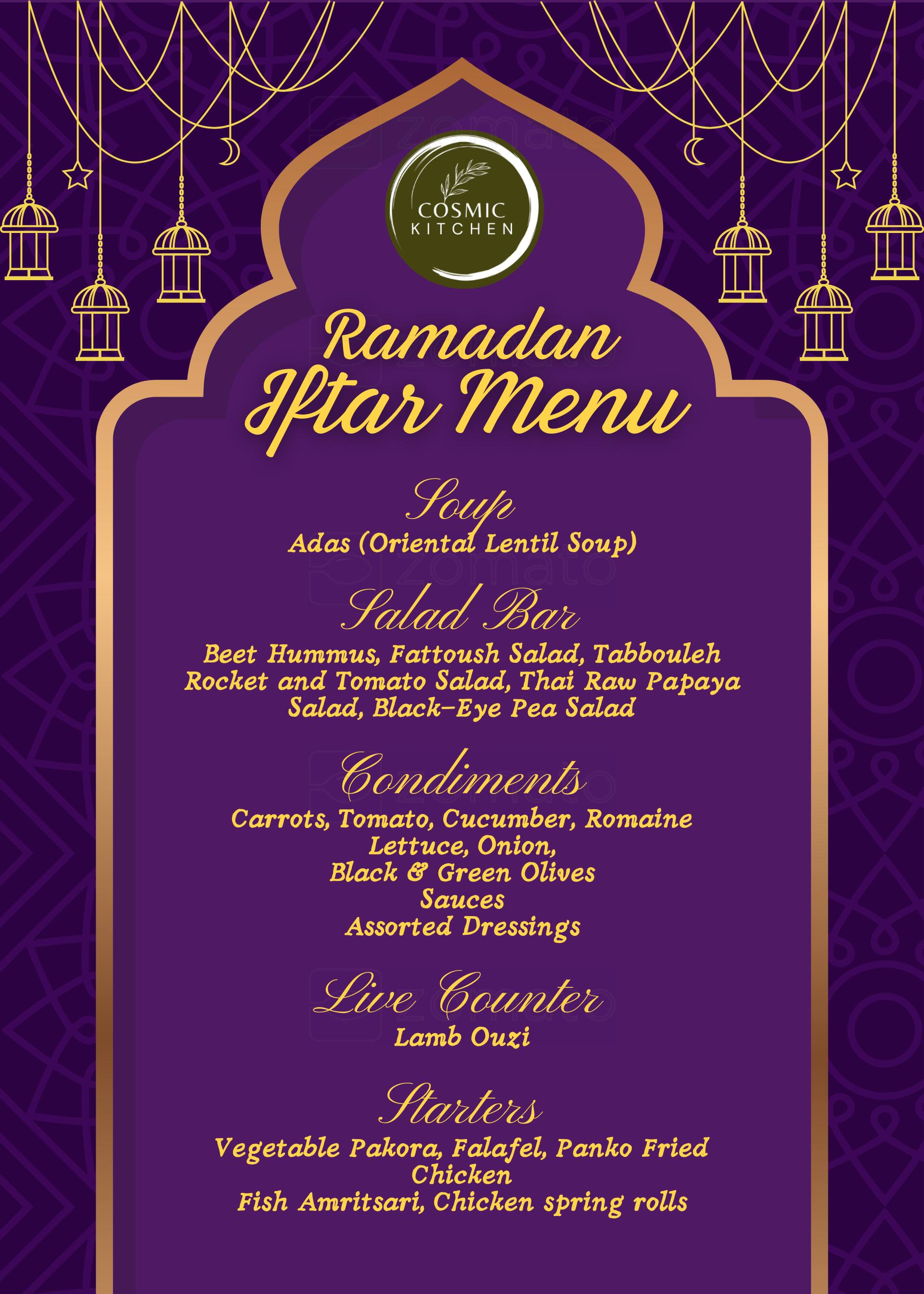 Menu of Cosmic Kitchen - Courtyard By Marriott Al Barsha, Al Barsha, Dubai