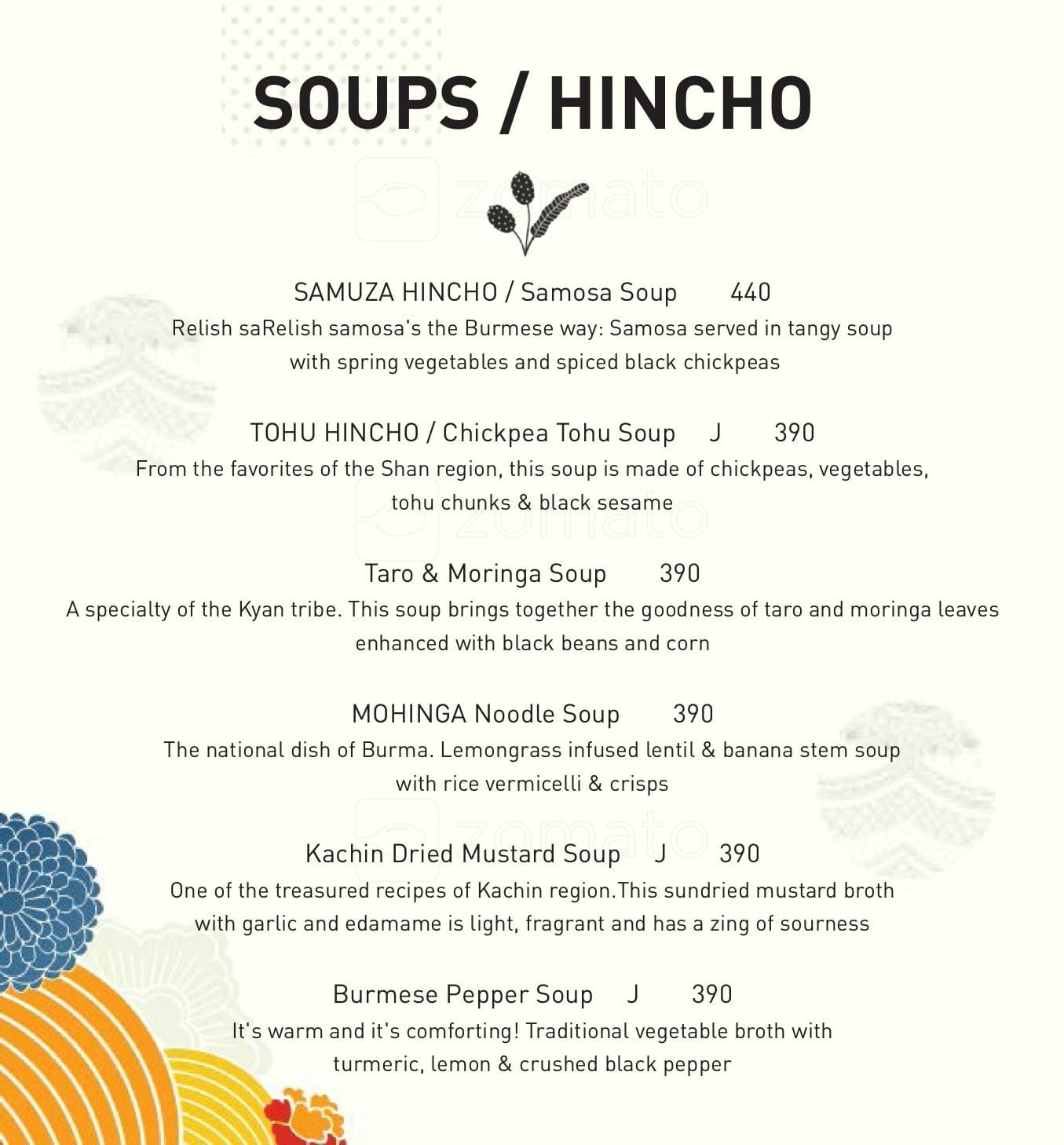 Menu of Burma Burma - Hebbal, Hebbal, Bangalore