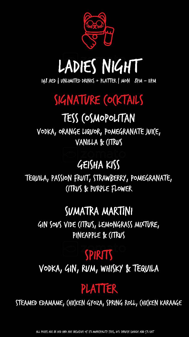 Menu of Miss Tess - Taj Dubai, Business Bay, Dubai