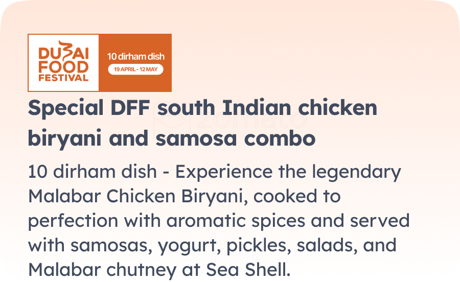 Menu of Sea Shell, IMPZ, Dubai