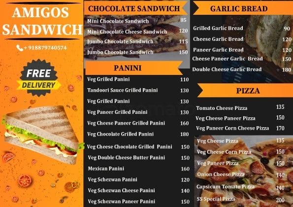 Menu of Amigos Sandwich, Vashi, Navi Mumbai