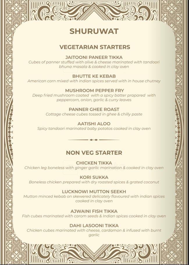 Menu at Badmaash UB City, Bengaluru