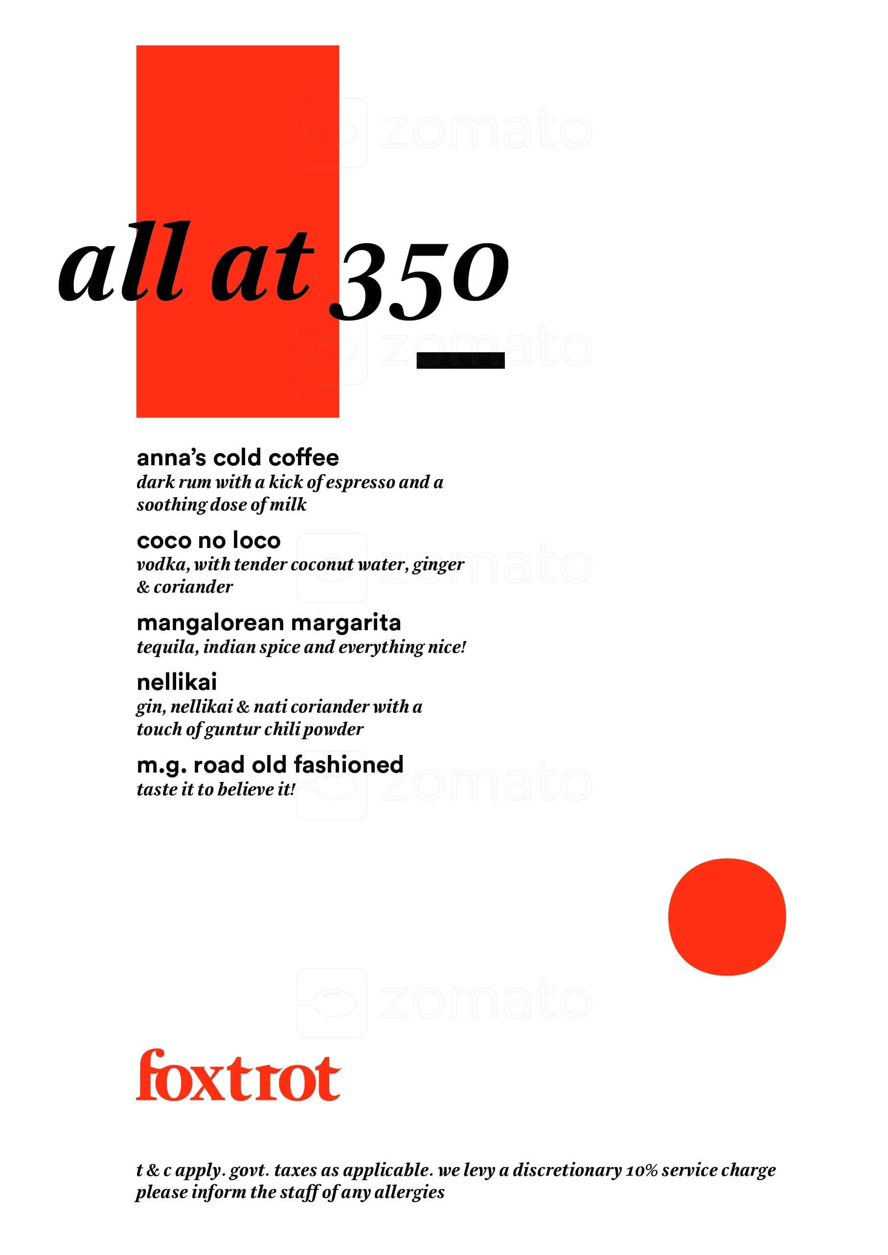 Foxtrot Menu, Menu for Foxtrot, Marathahalli, Bangalore - Zomato