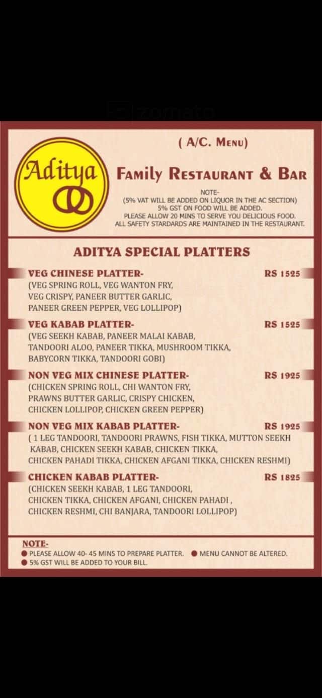 Menu at Aditya Family Restaurant And Bar, Mumbai, 19