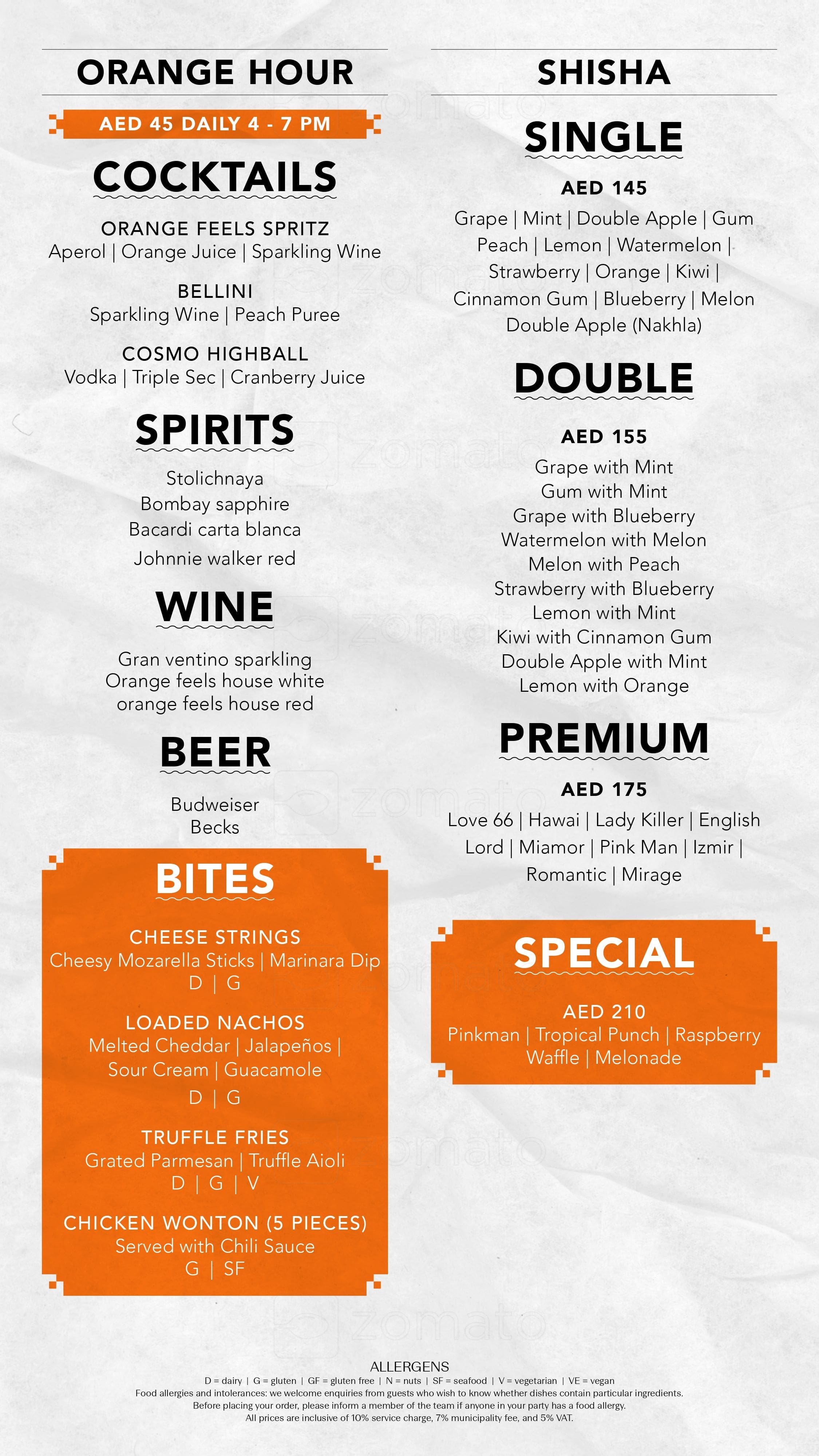 Menu of Orange Feels Bar - Hotel Indigo Dubai Downtown, Business Bay, Dubai