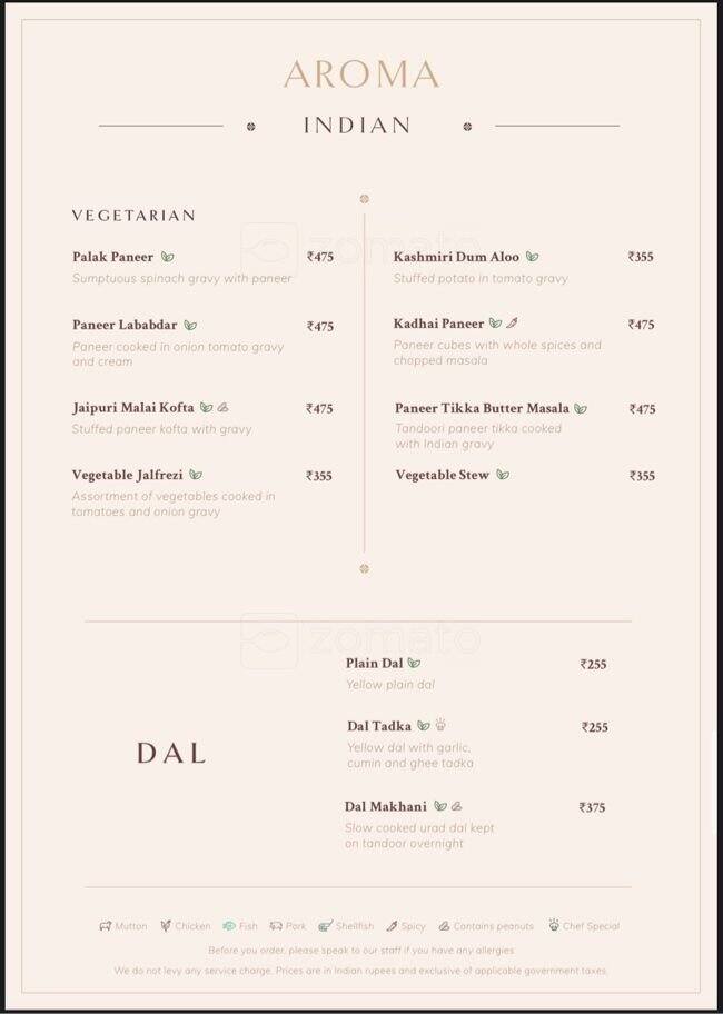 Menu at Aroma : Modern Dining, Guwahati