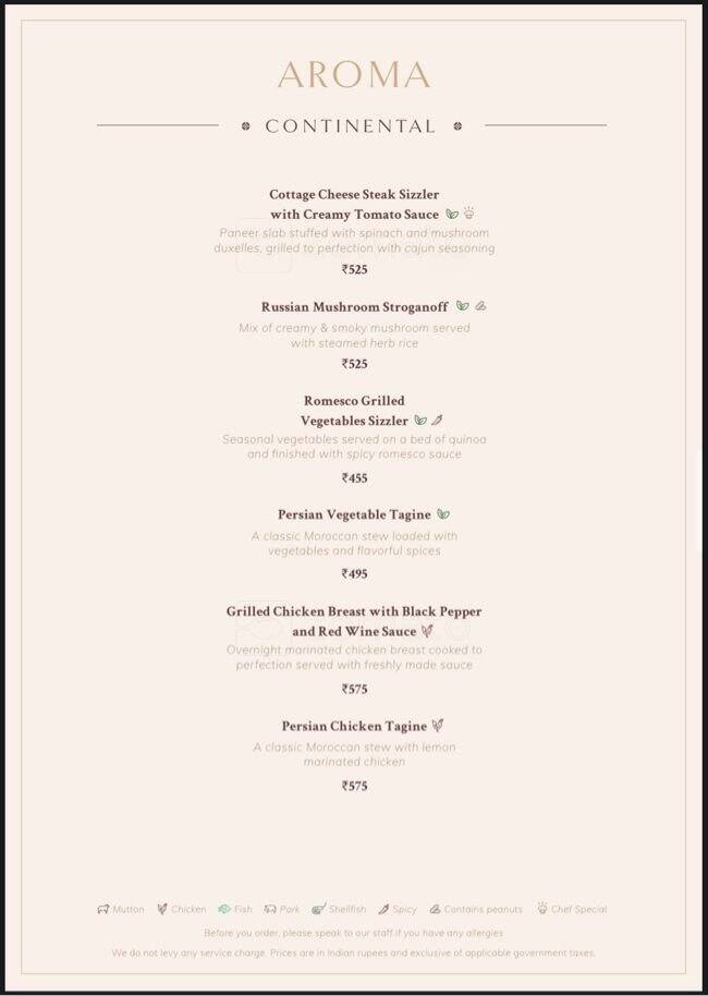 Menu at Aroma : Modern Dining, Guwahati