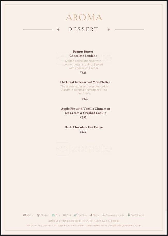 Menu at Aroma : Modern Dining, Guwahati