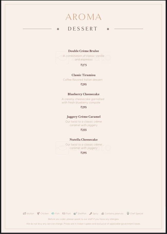 Menu at Aroma : Modern Dining, Guwahati