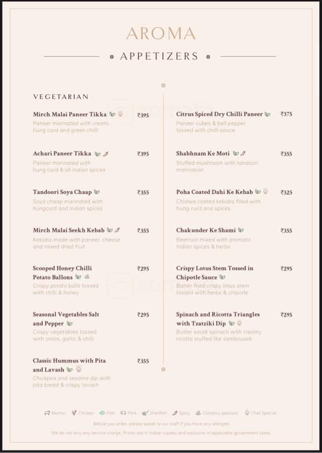 Menu at Aroma : Modern Dining, Guwahati
