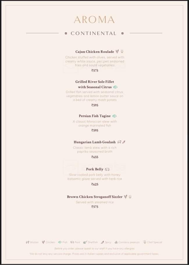 Menu at Aroma : Modern Dining, Guwahati