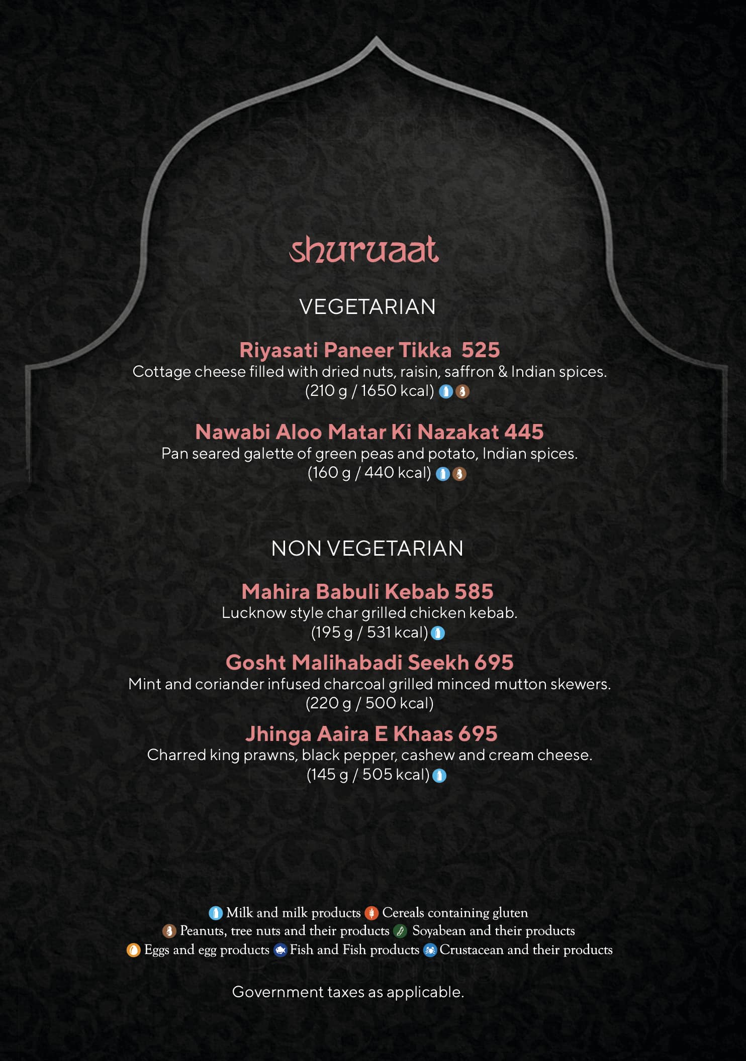 Menu of Riyasat, Prince Anwar Shah Road, Kolkata