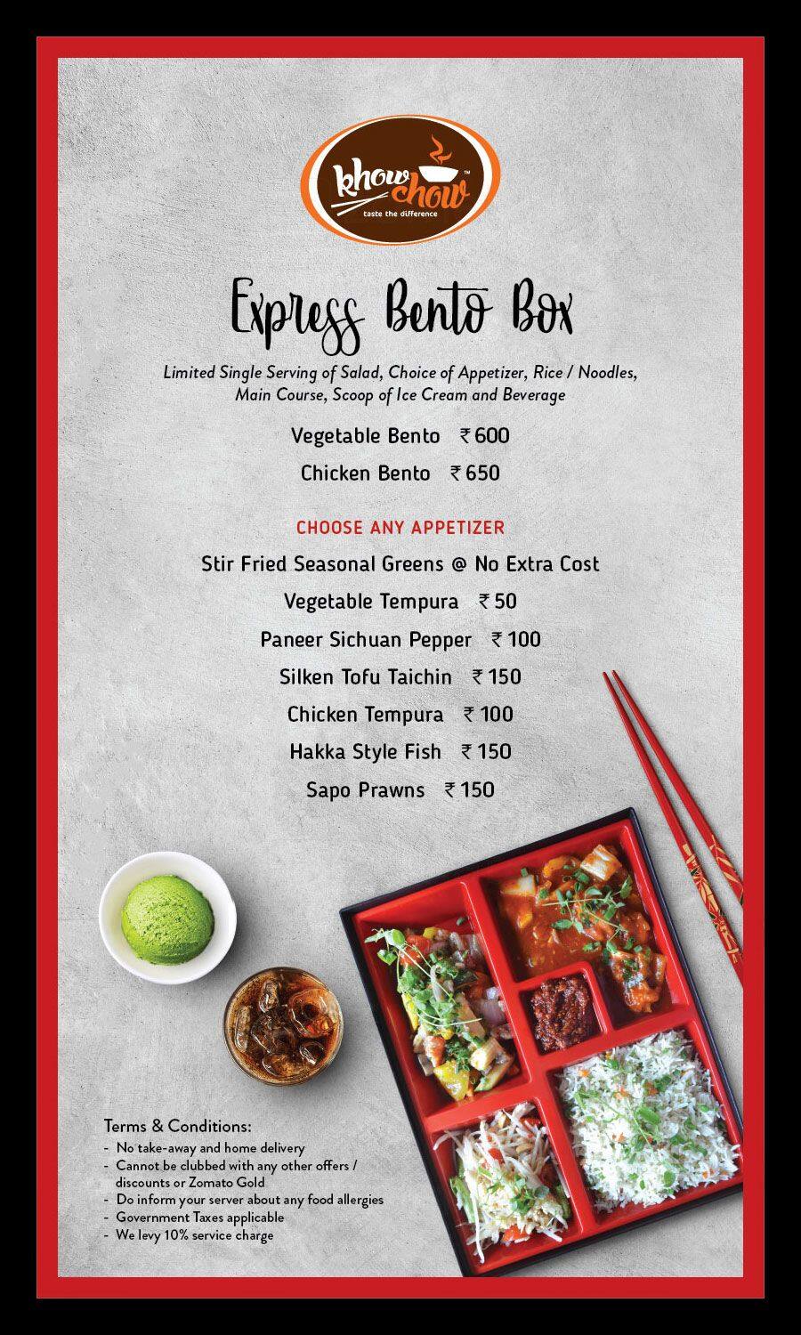 Khow Chow Menu, Menu podniku Khow Chow, Linking Road, Bandra West ...