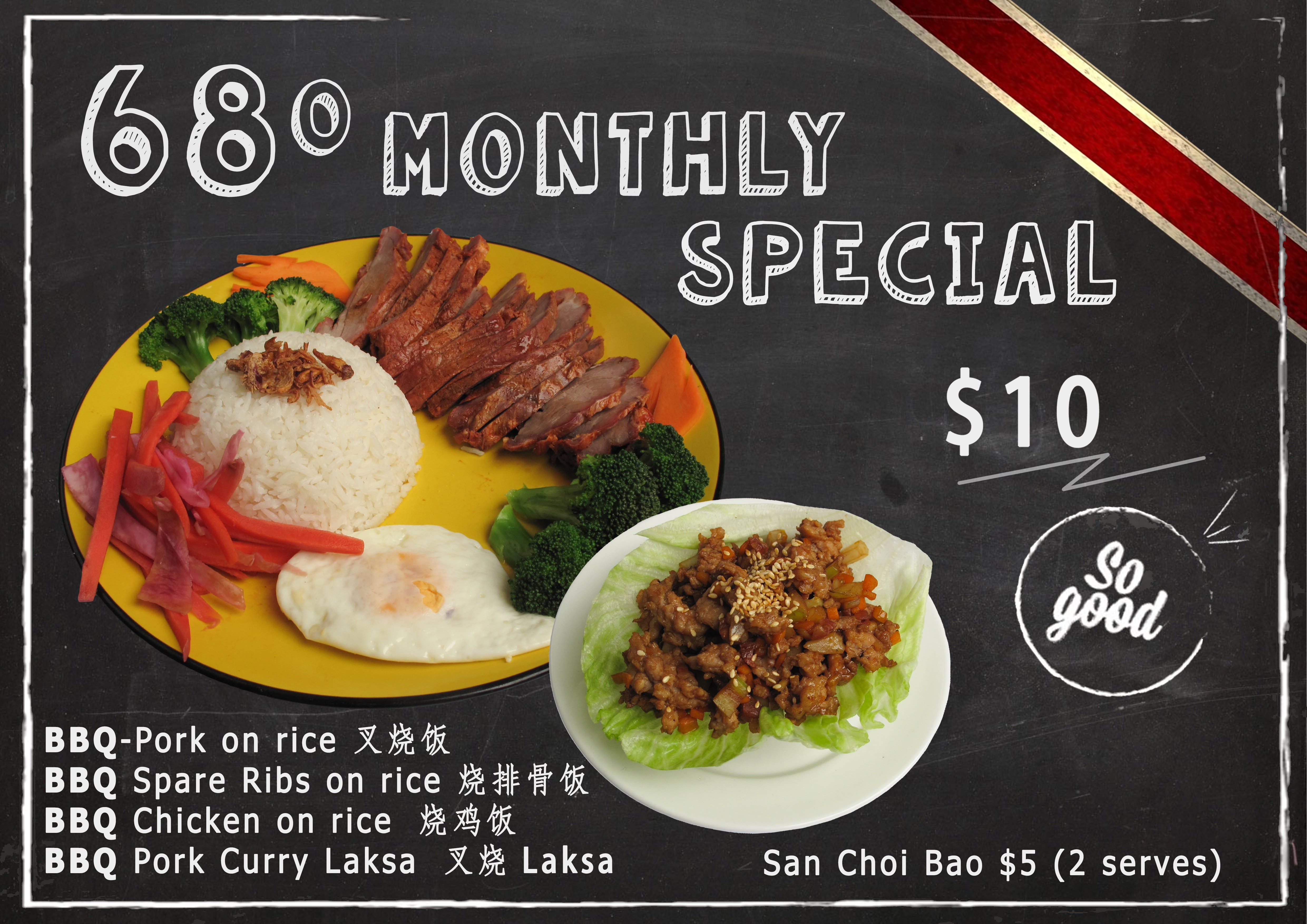 Menu at 68 Degrees, Melbourne