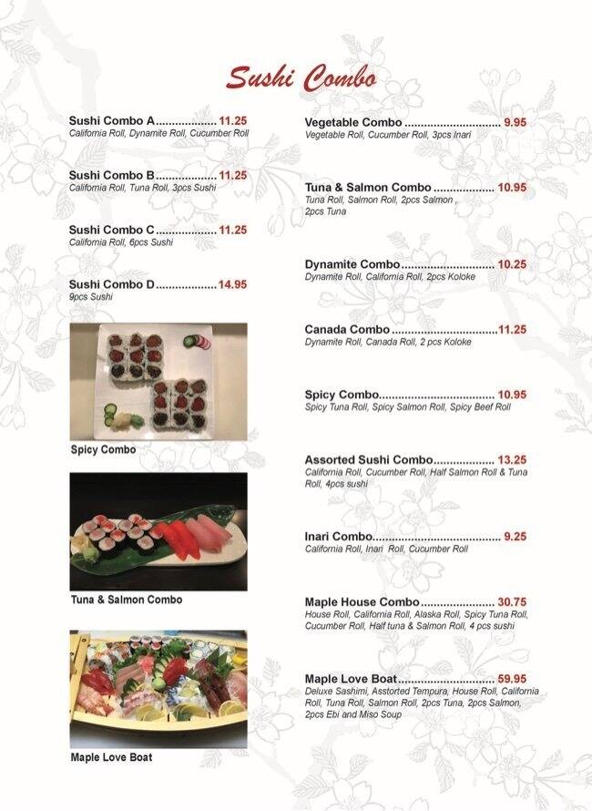 Menu at Maple Sushi Japanese Restaurant, Surrey, King George Blvd