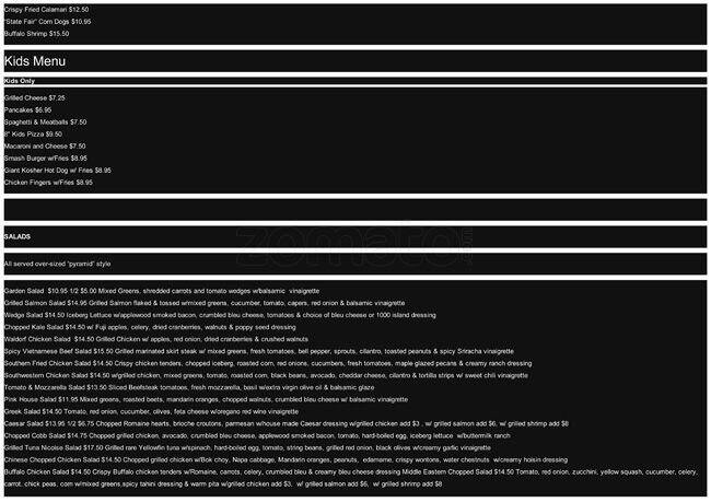 Menu at Big Pink pizzeria, Miami Beach