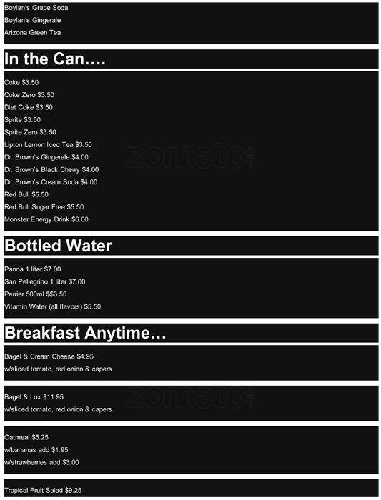 Menu at Big Pink pizzeria, Miami Beach