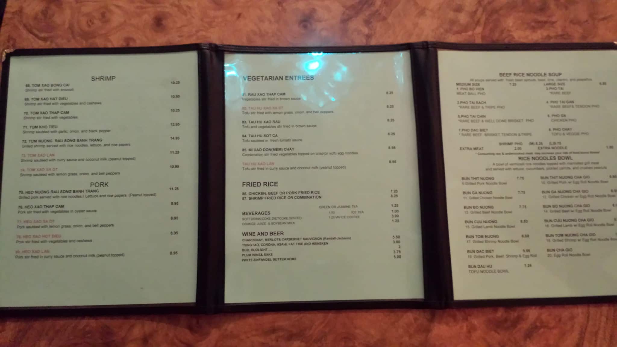 Menu at Pho Lan restaurant, Loveland, 296 E 29th St