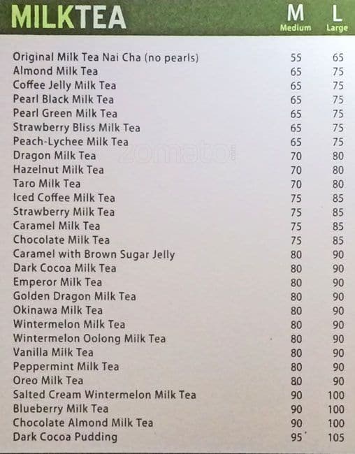 Menu at Infinitea cafe, Cebu City, Osmeña Blvd