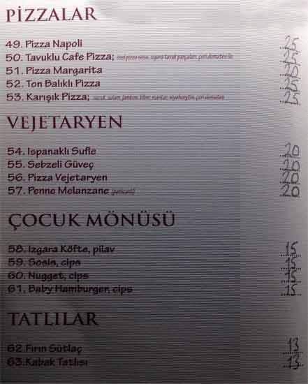 Menu at Bodrumsimitçisi, Bodrum