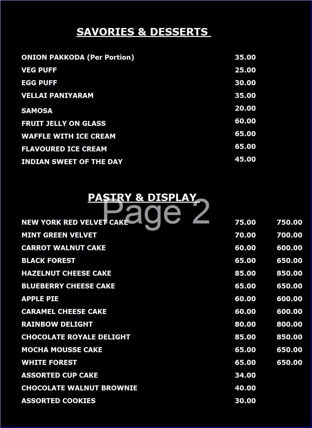 Menu at TWENTY_FOUR +, Coimbatore