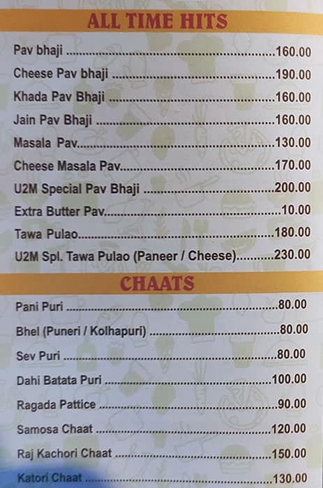 Menu at Udupi to mumbai, Mumbai