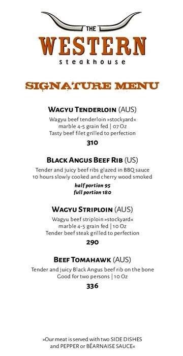 Menu at Western Steakhouse, Dubai, Crowne Plaza Dubai
